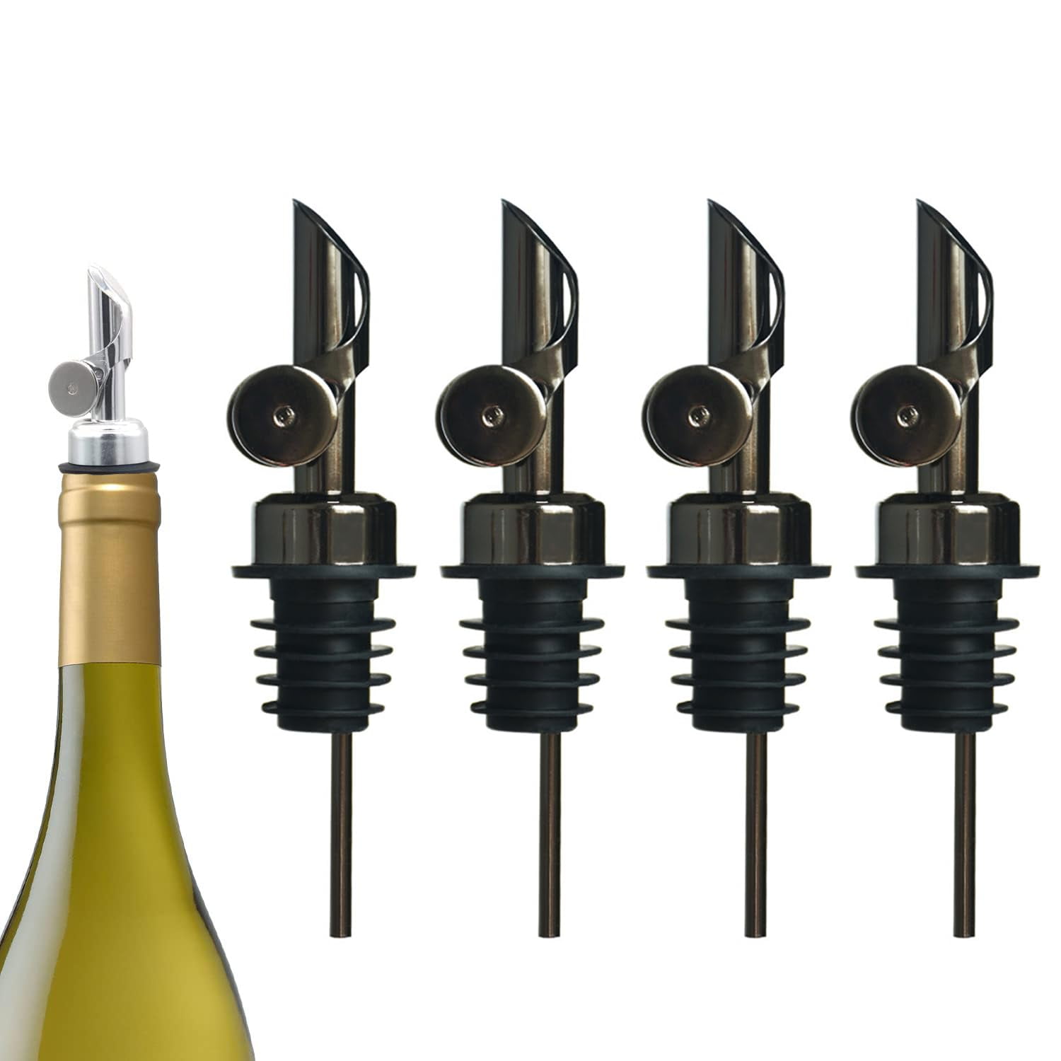 Weighted Stainless Steel Liquor Bottle Pourers: Auto Flip Spouts for ...