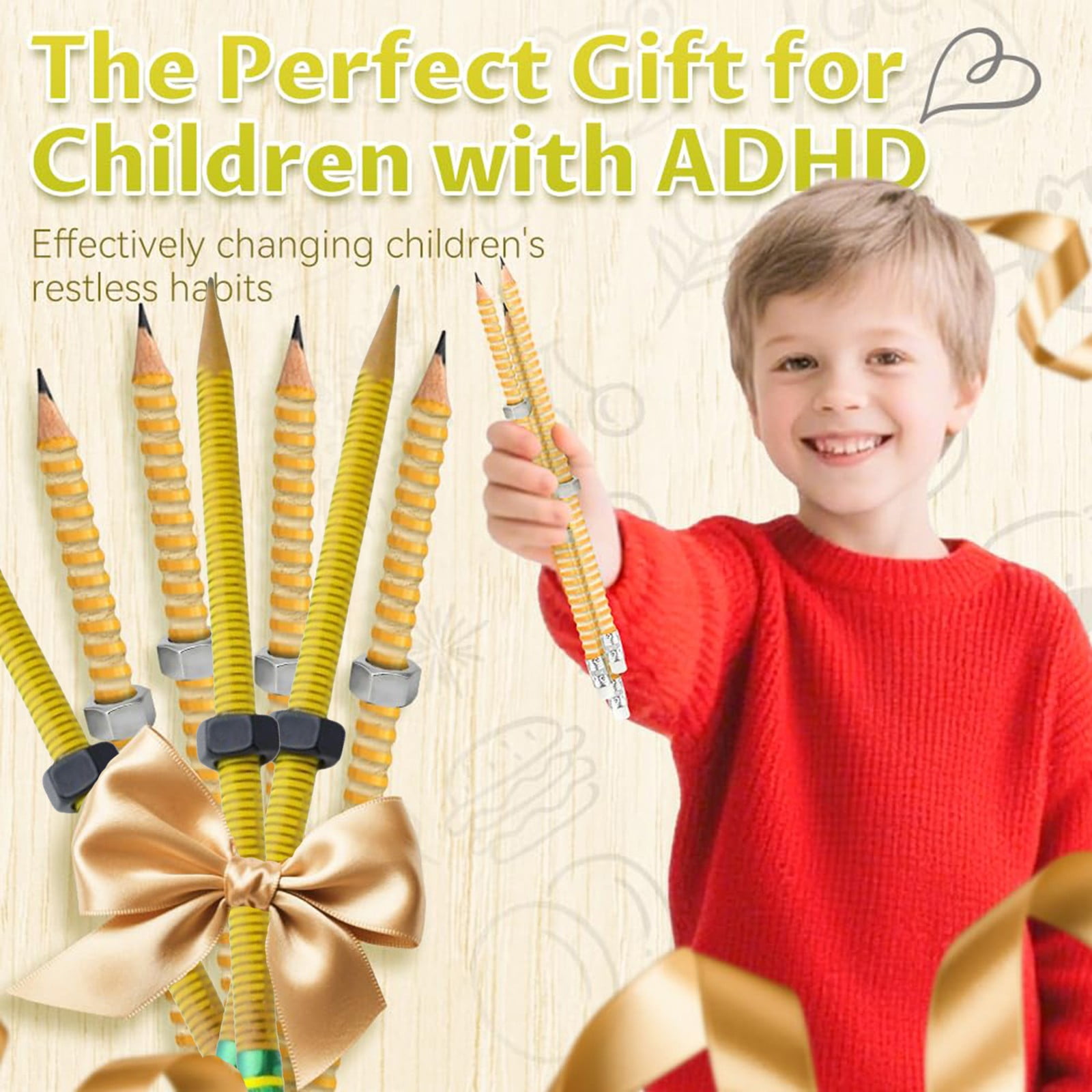 Weighted Threaded Pencil for ADHD, Fidget Writing Tool with Sliding Nut ...