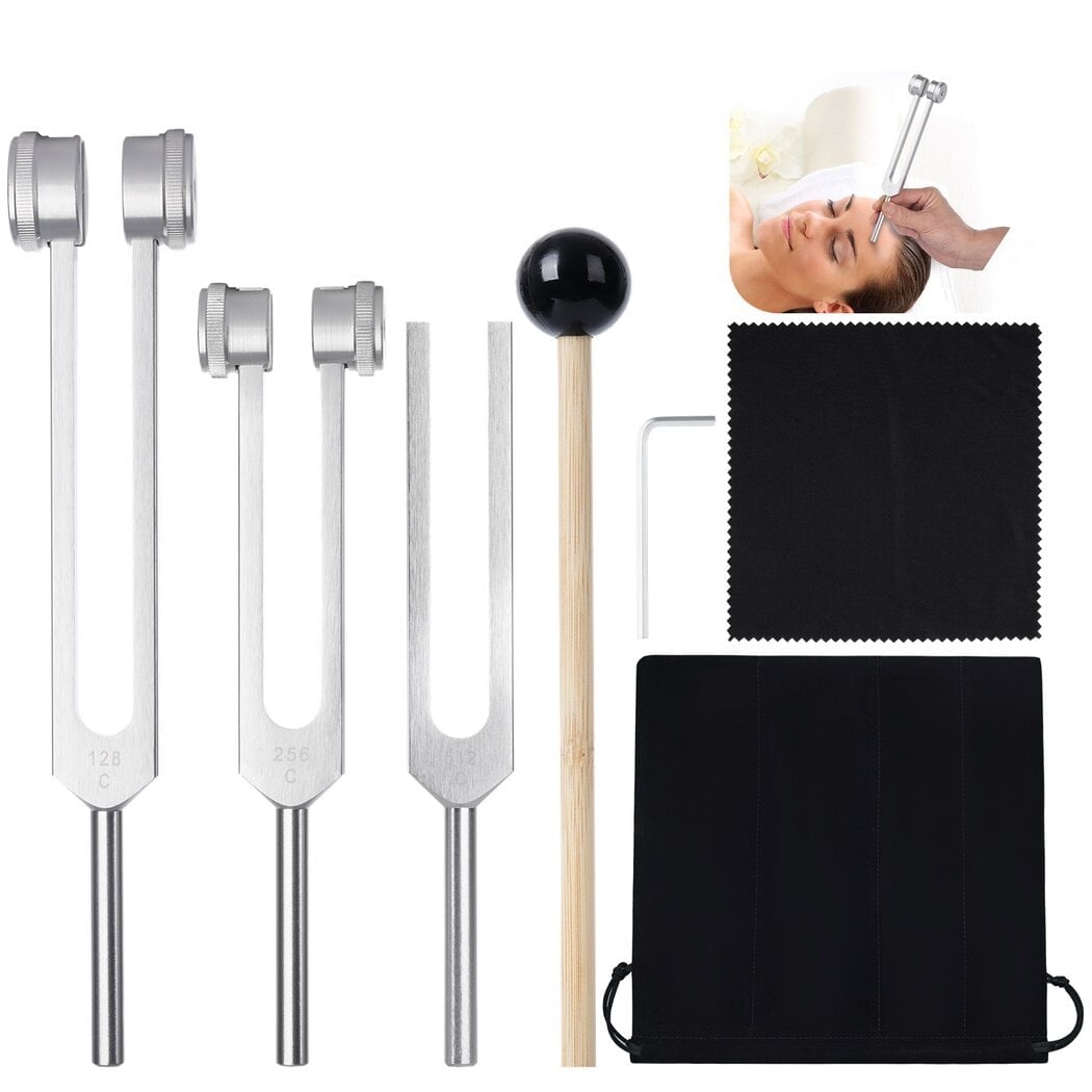 Coofit Weighted Tuning Fork Set, 128Hz, 256Hz, 512Hz, Aluminum Alloy, Chakra Therapy, Meditation ...