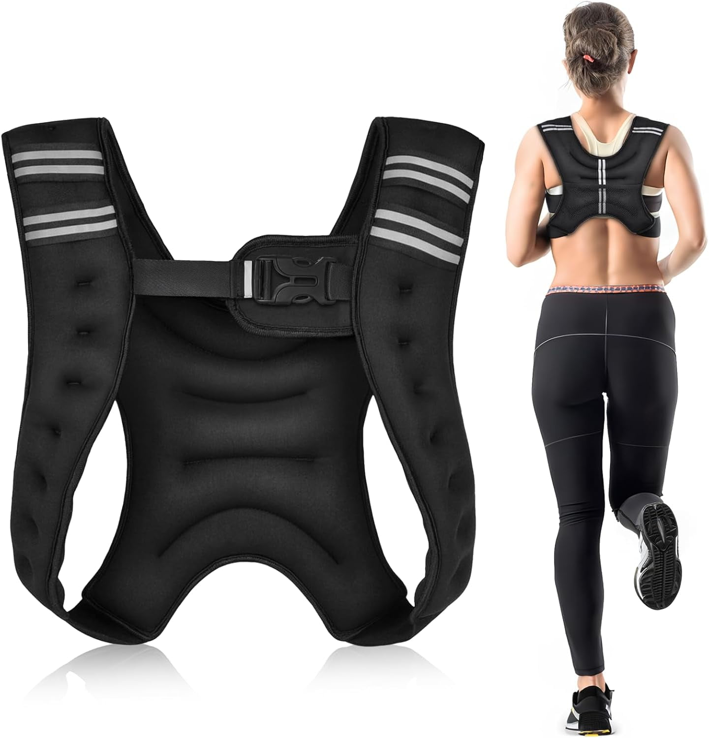 Weighted Vest, 6.5lb/3KG Weight Vest with Reflective Stripe, Body ...