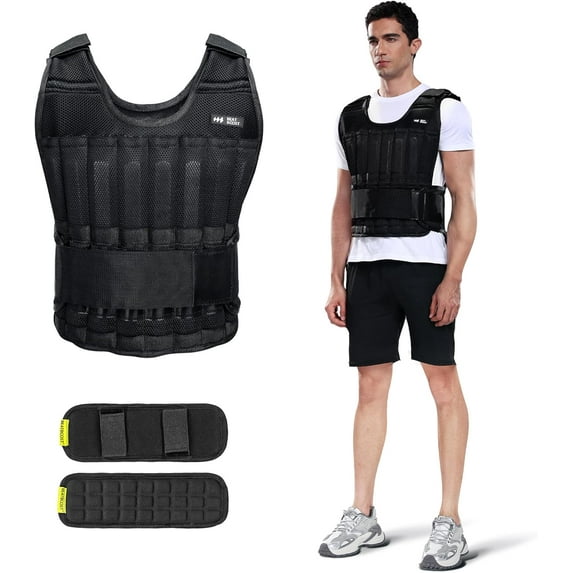 Weighted Vest Men 20lb/30lb/40lb/50lb/60lb Adjustable Weight Vest with ...