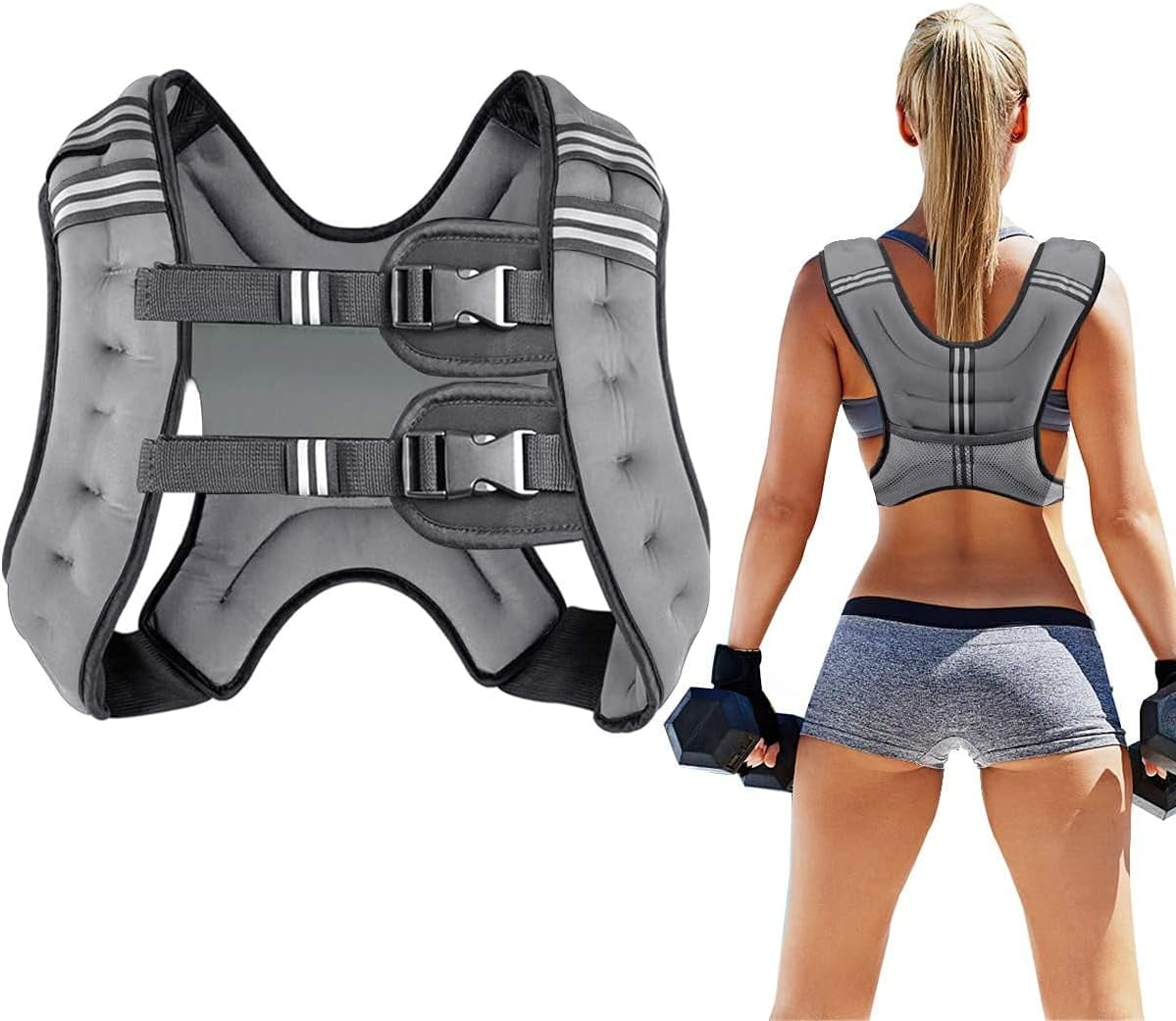 Weighted Vest for Women and Men Lbs with Reflective Stripe and Double ...