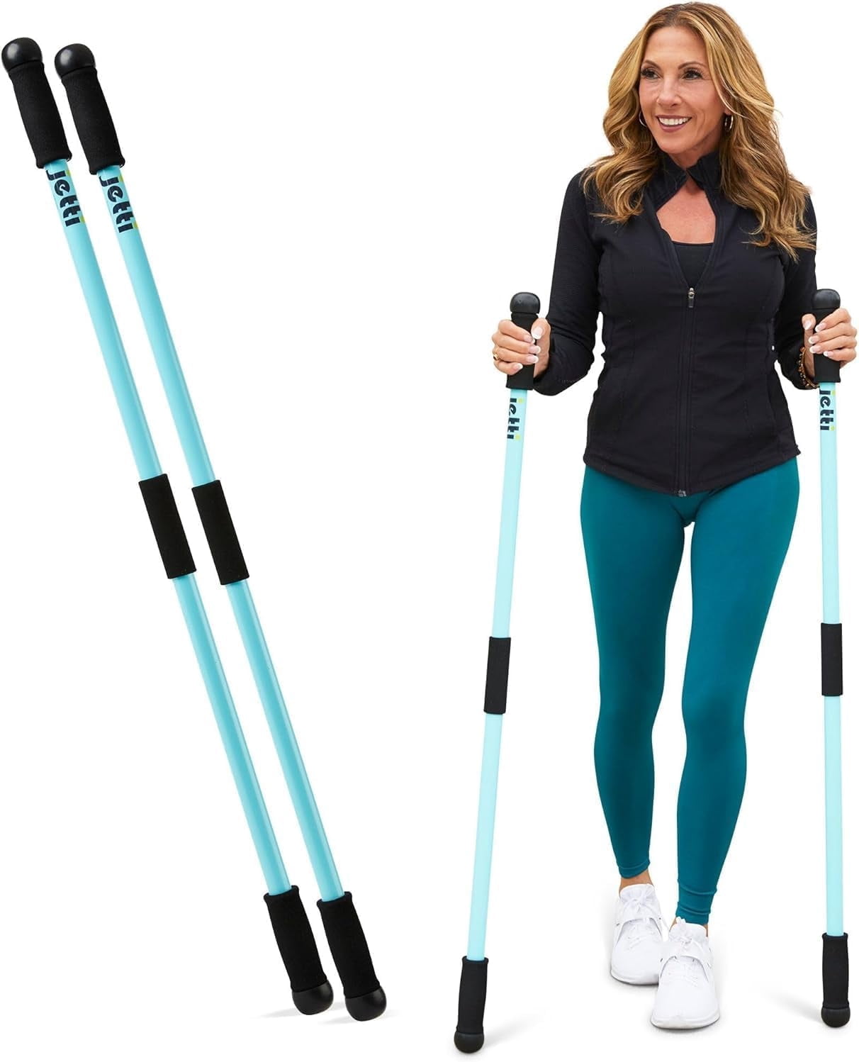 Jetti 1.2lb PVC Weighted Walking Sticks for Adults with Rubber Feet ...
