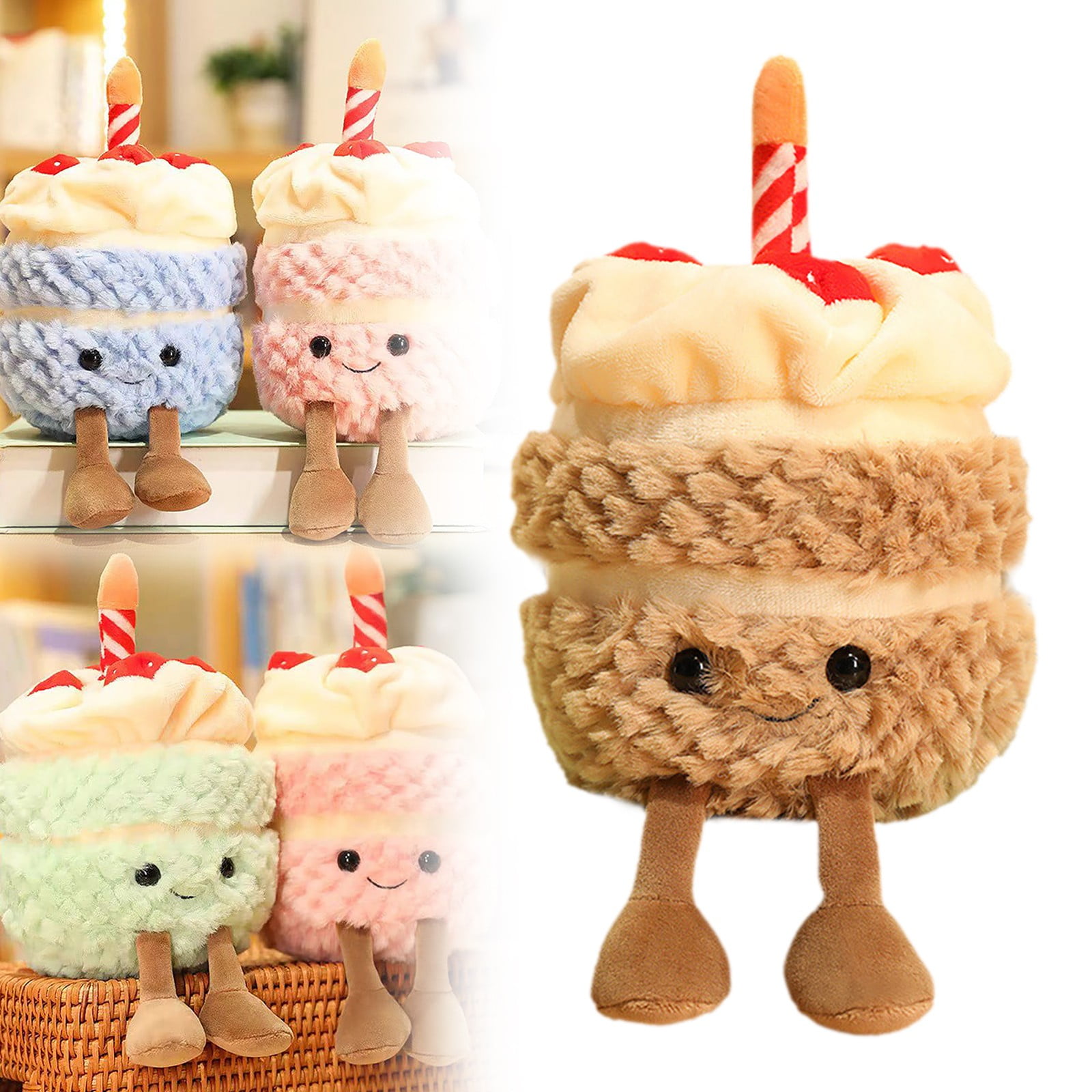 WeightedPlush 12" Birthday Cake Plush Cute Smile Cake Pillow Stuffed ...