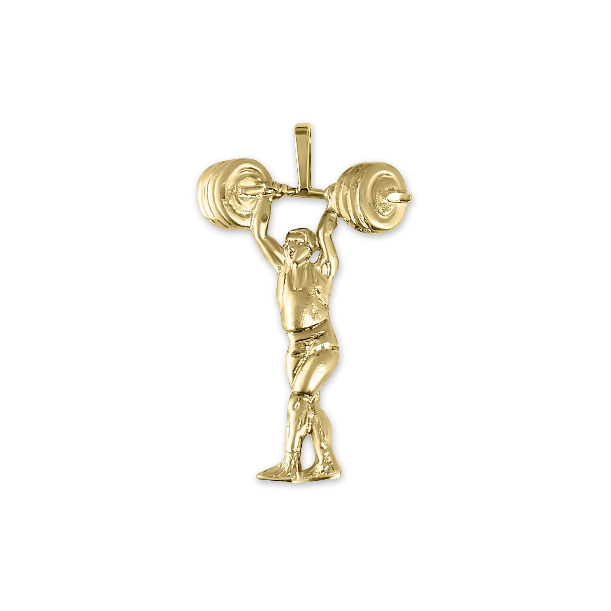 Weightlifter/Bodybuilder Charm with Diamond Cuts 14k Yellow Gold ...