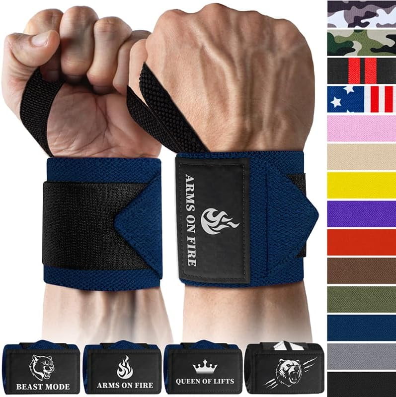 Weightlifting 18" & 12" Wrist Wraps with Thumb Loop – Heavy Duty Wrist ...
