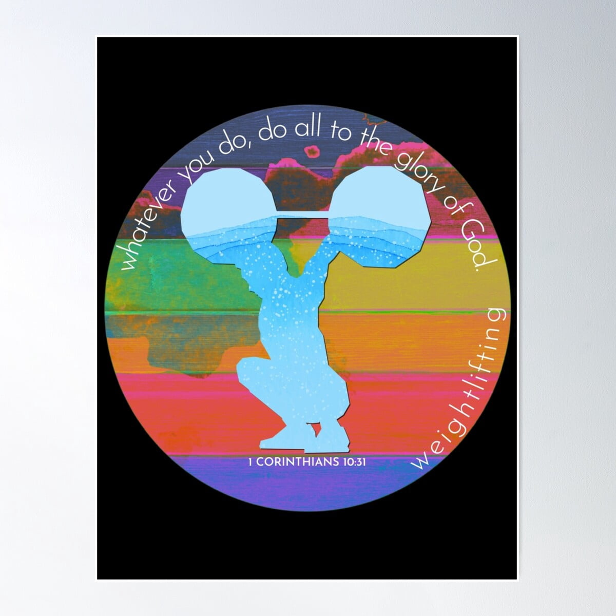 Weightlifting Bible Verse Silhouette Retro Vintage Watercolour Backdrop ...