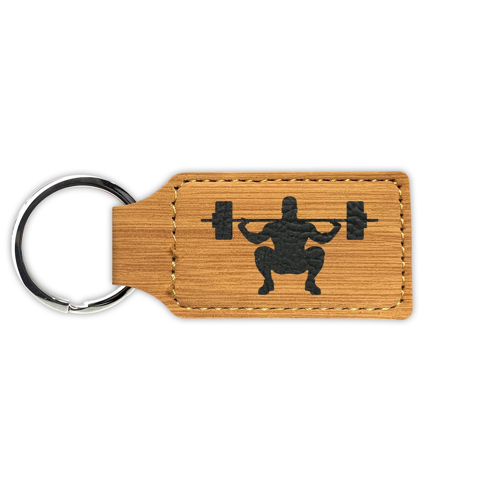 Weightlifting Deadlift Keychain Leatherette Rectangle - Laser Engraved ...