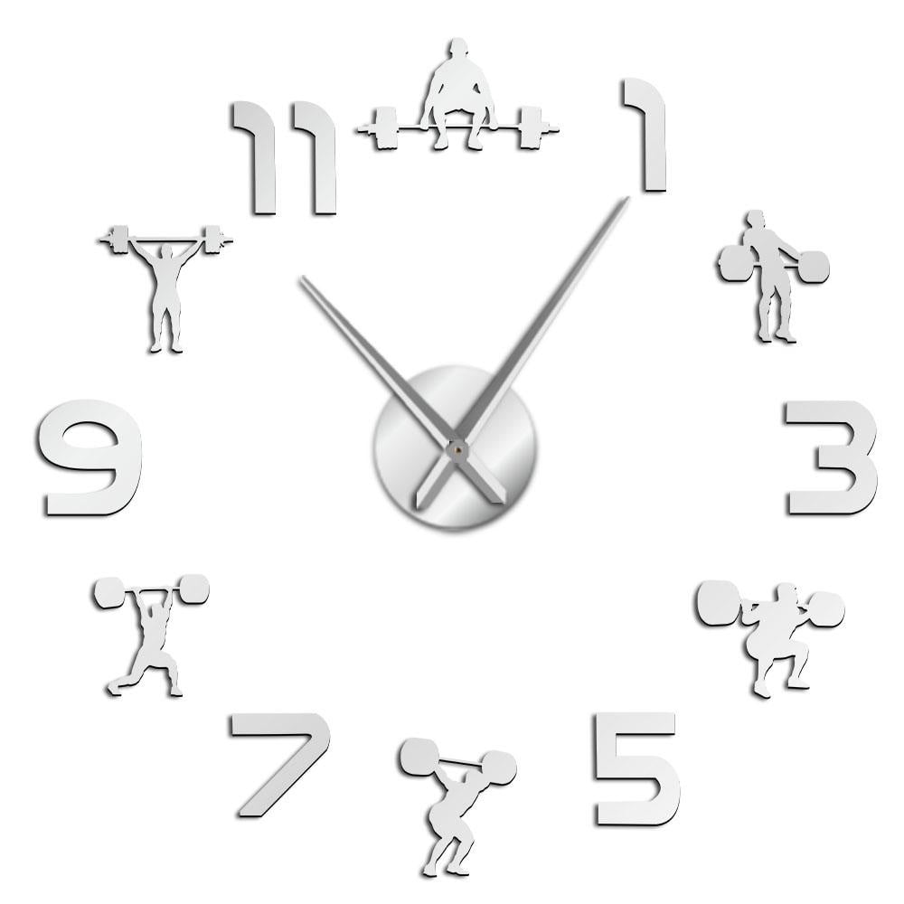 Weightlifting Fitness Frameless Wall Clock Stickers, DIY Modern ...