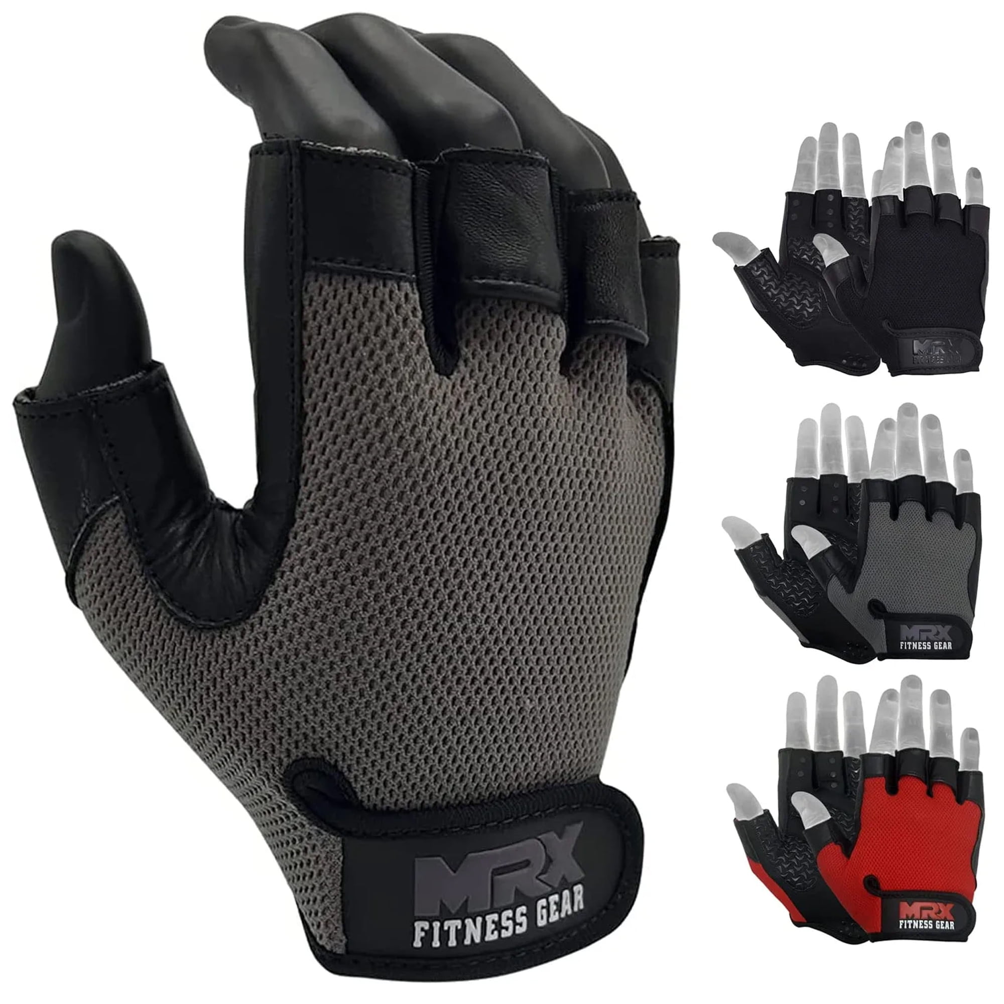 Weightlifting Gloves Leather Palm Grip Half Finger Body Building Gym ...