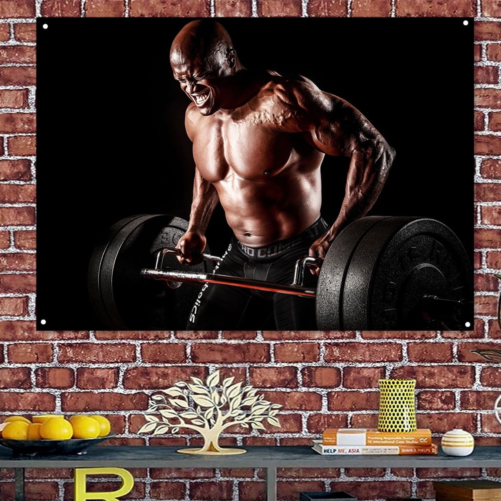 Weightlifting - Strong Male Bodybuilder Wallpaper Banners Wall Art Gym ...