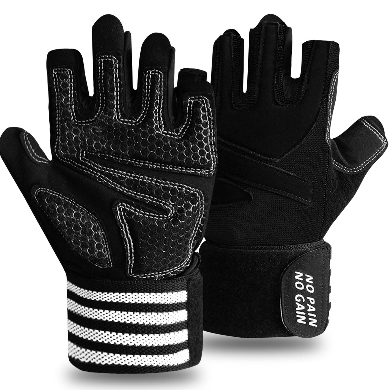 Weightlifting Workout Gloves Half Finger with Wrist Strap Support ...