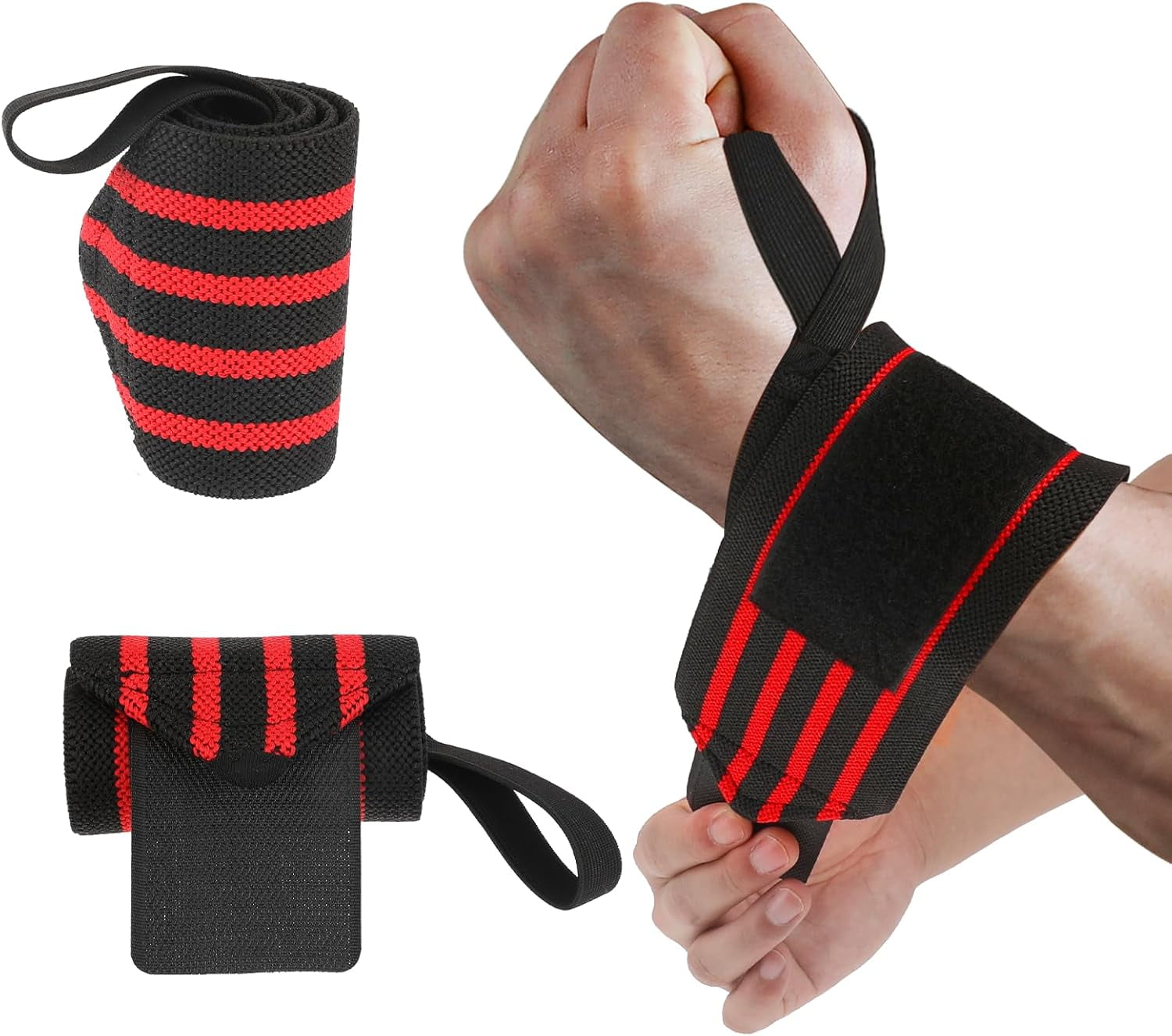 Weightlifting Wrist Wraps Adjustable Gym Wrist Wrap Support Weightlifting Wrist Straps Wrist ...