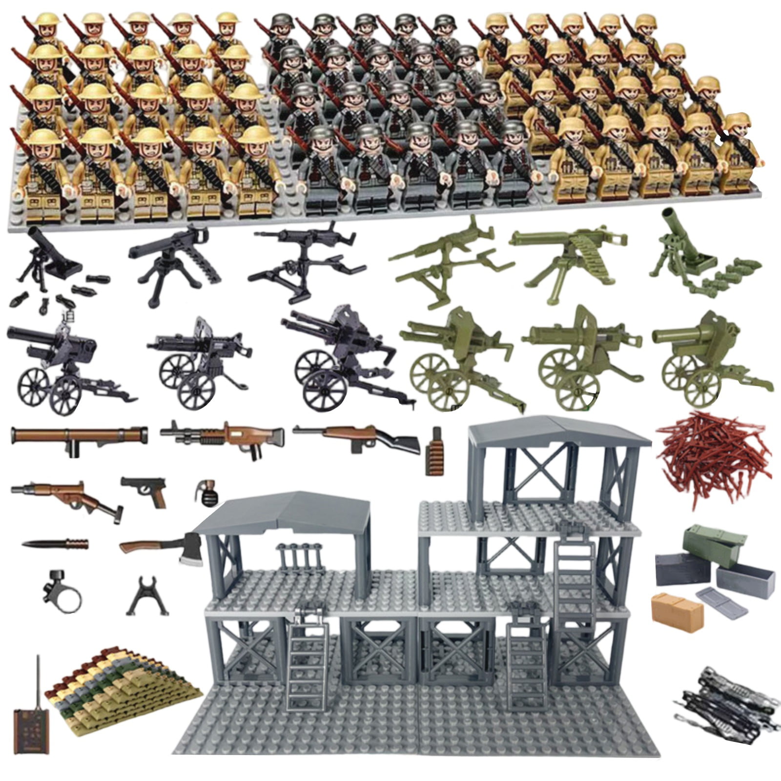 Weights Equipment Building Block Set, Including Minifigures Mortars ...
