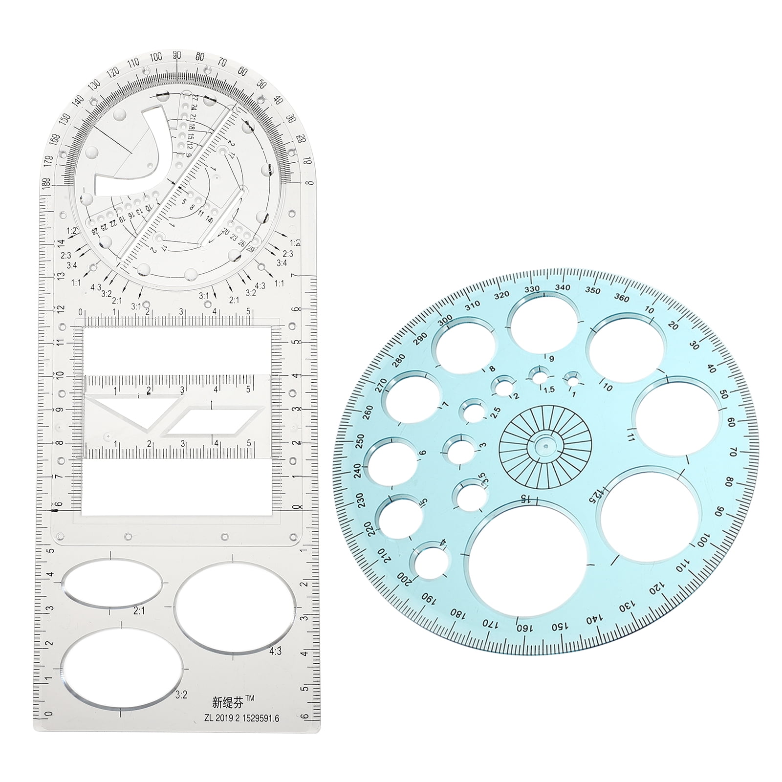 Weijiyouyu 1 Set Multifunctional Drawing Ruler Set Geometric Figure ...