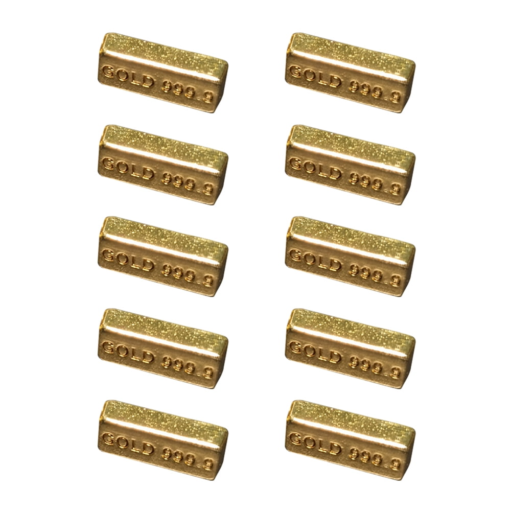 Weijiyouyu 10pcs Dollhouse Mini Gold Bar Model Mini Fake Gold Brick ...