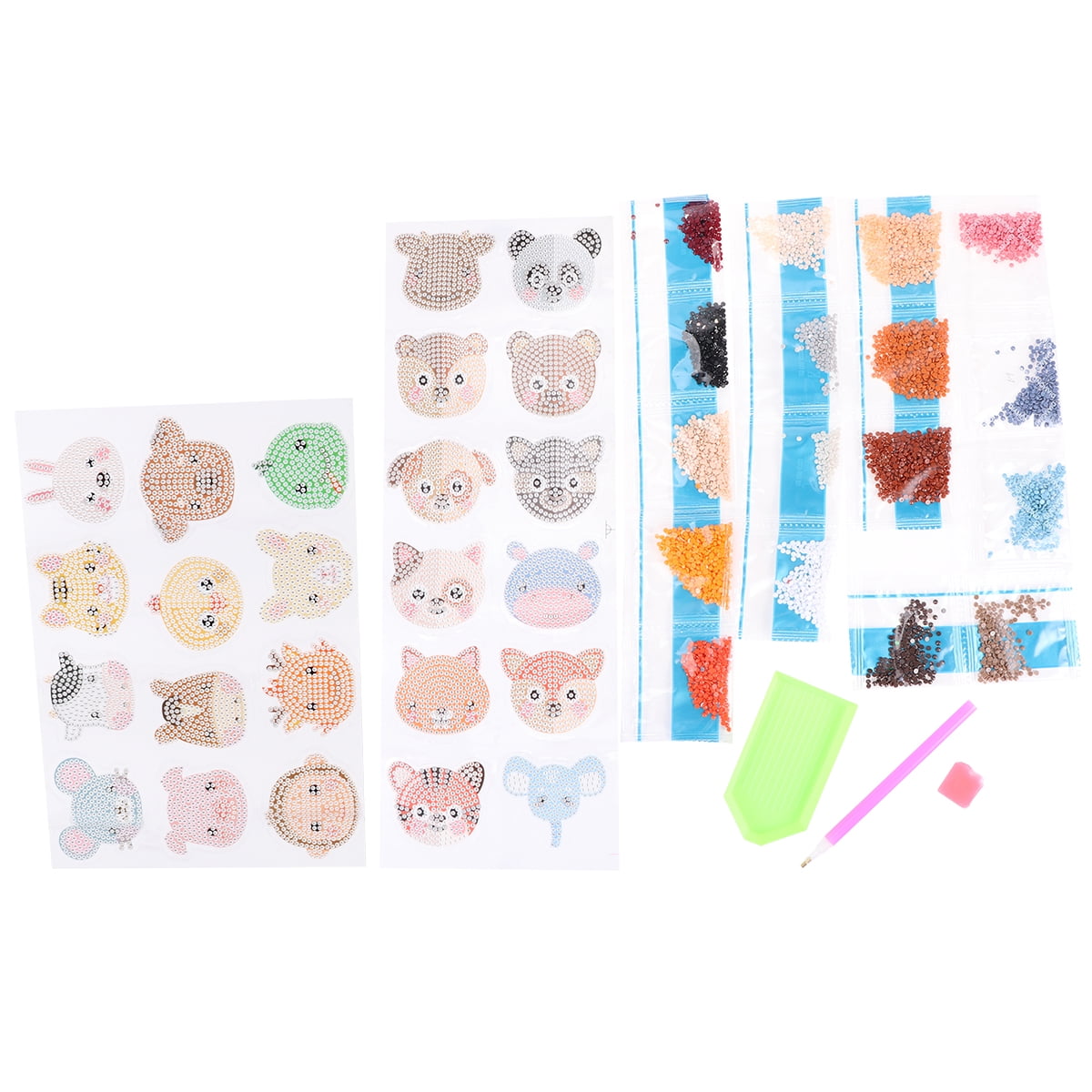 Weijiyouyu 2 Set of DIY Cartoon Animal Head Stickers Mini beads ...
