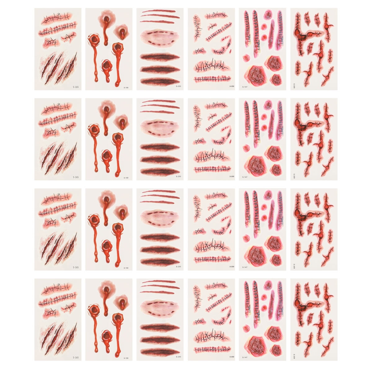 Weijiyouyu 24 Sheets Halloween Fake Scar Sticker Body Stickers Scary ...