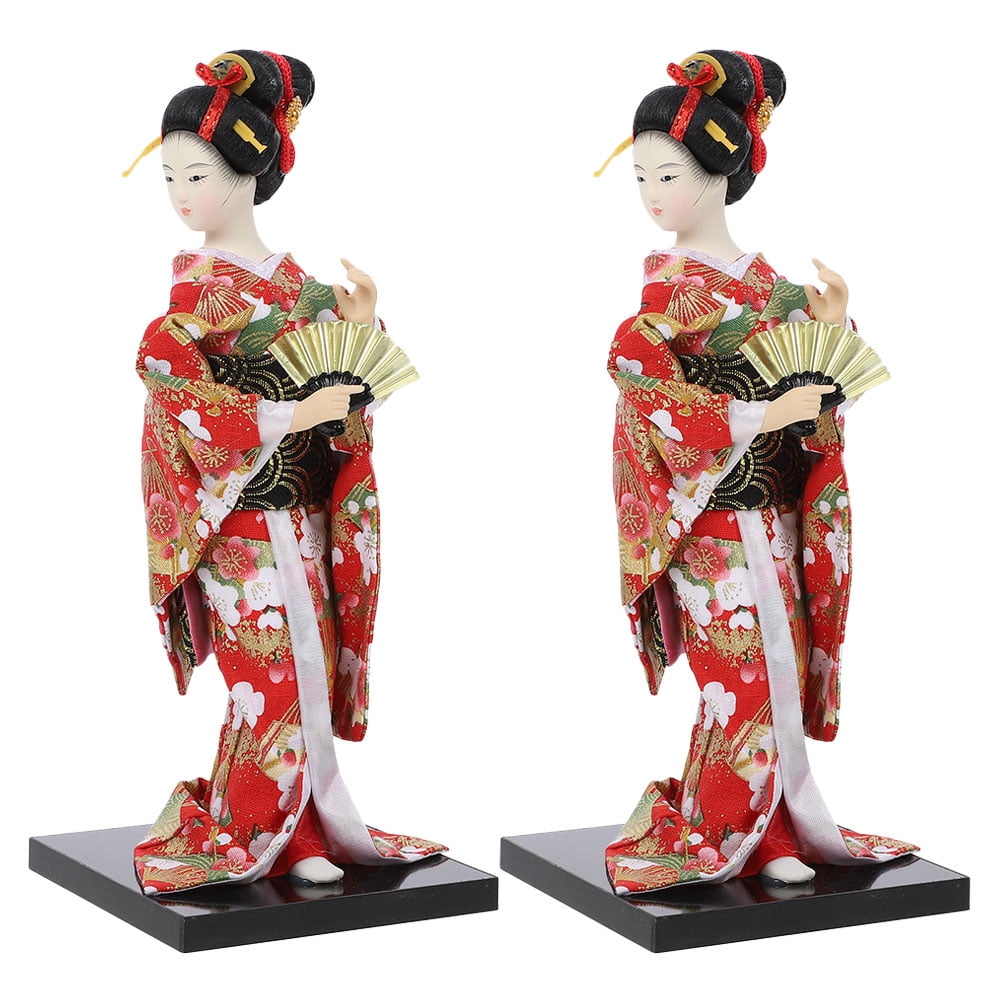 Weijiyouyu 2pcs Japanese Style Geisha Figurine Kimono Doll Shape Decor ...