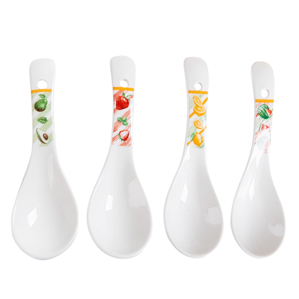Weijiyouyu 4 Pcs Ceramic Spoon Fruit Pattern Spoon Creative Soup Spoon ...