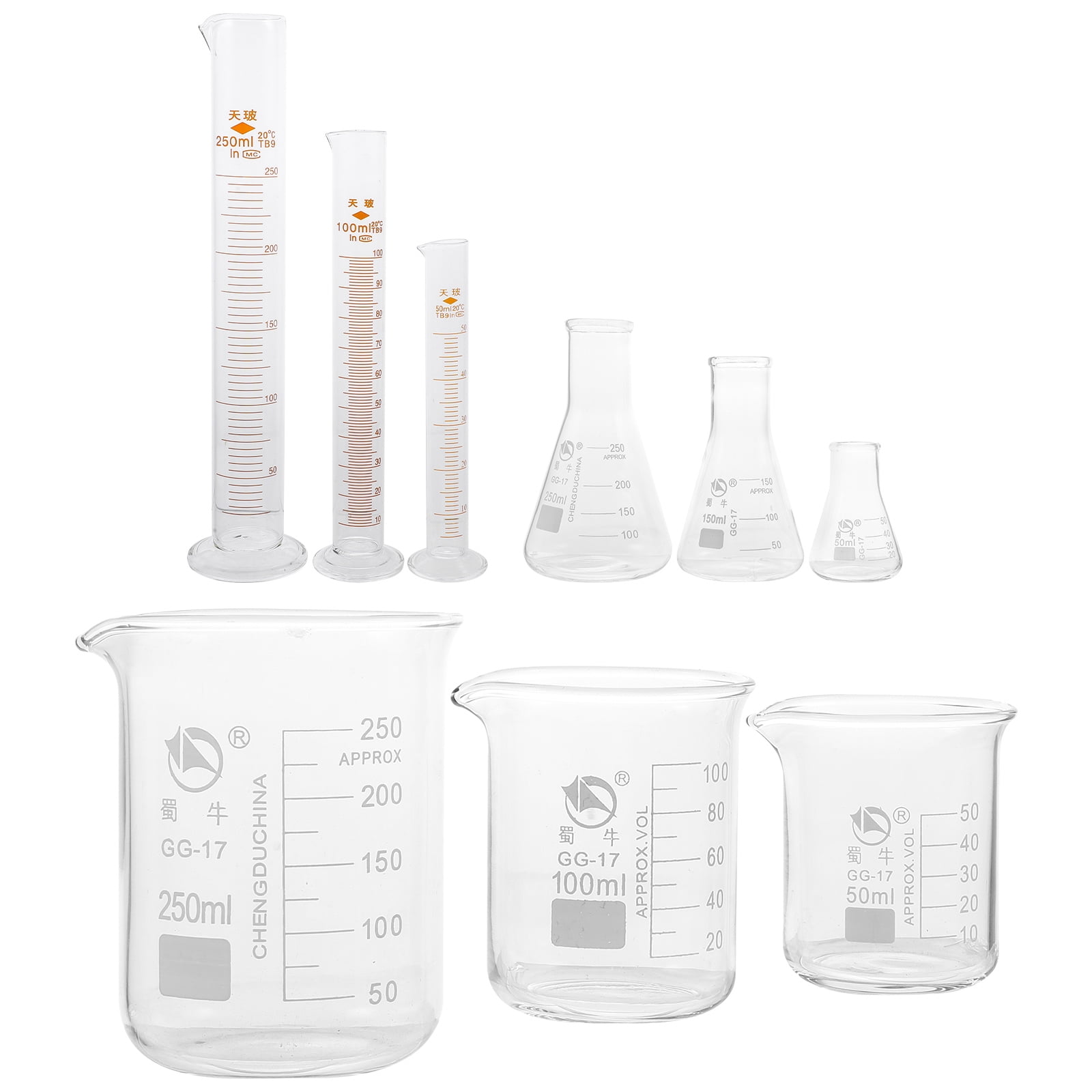 Weijiyouyu 9pcs Laboratory Supplies (Glass Beaker Measuring Cylinder ...