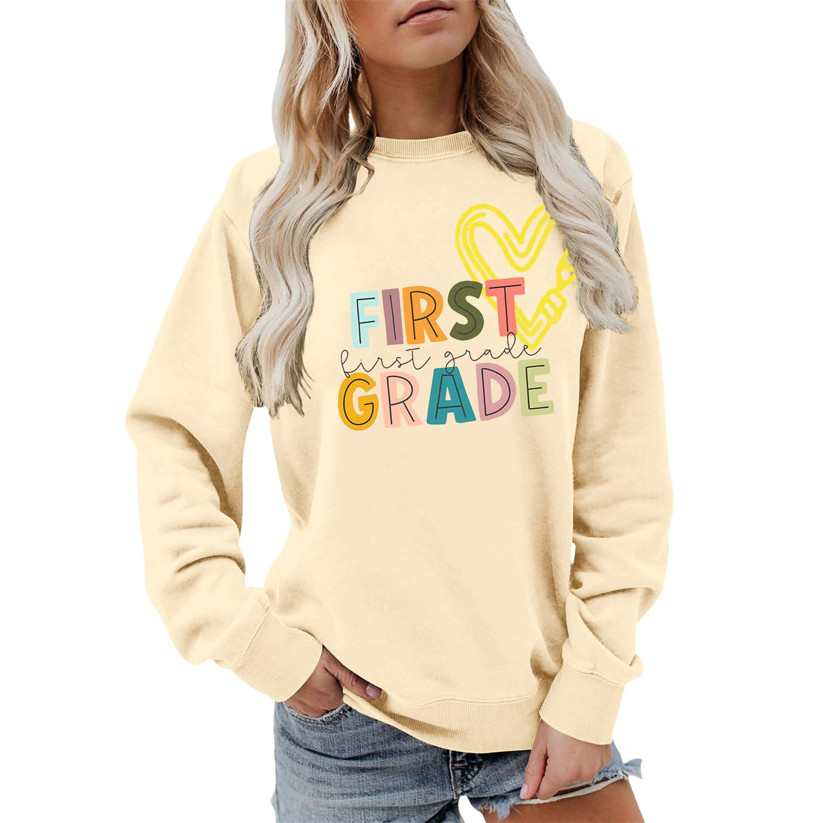 Weikingp Cotton Sweatshirts for Women Teacher Appreciation Shirts ...