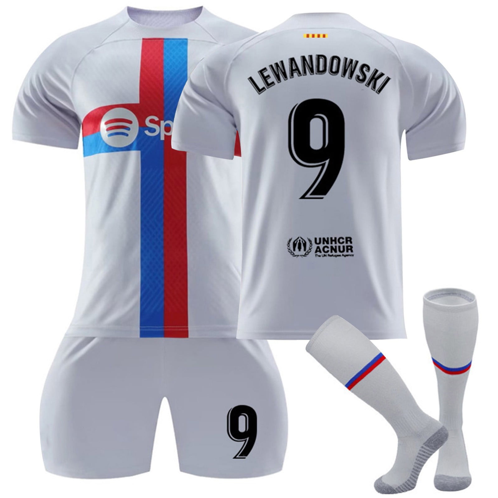Weilan 2223 Spanish FC Soccer Jersey, #9 LEWANDOWSKI White Spanish Soccer Jersey, Short Sleeve ...