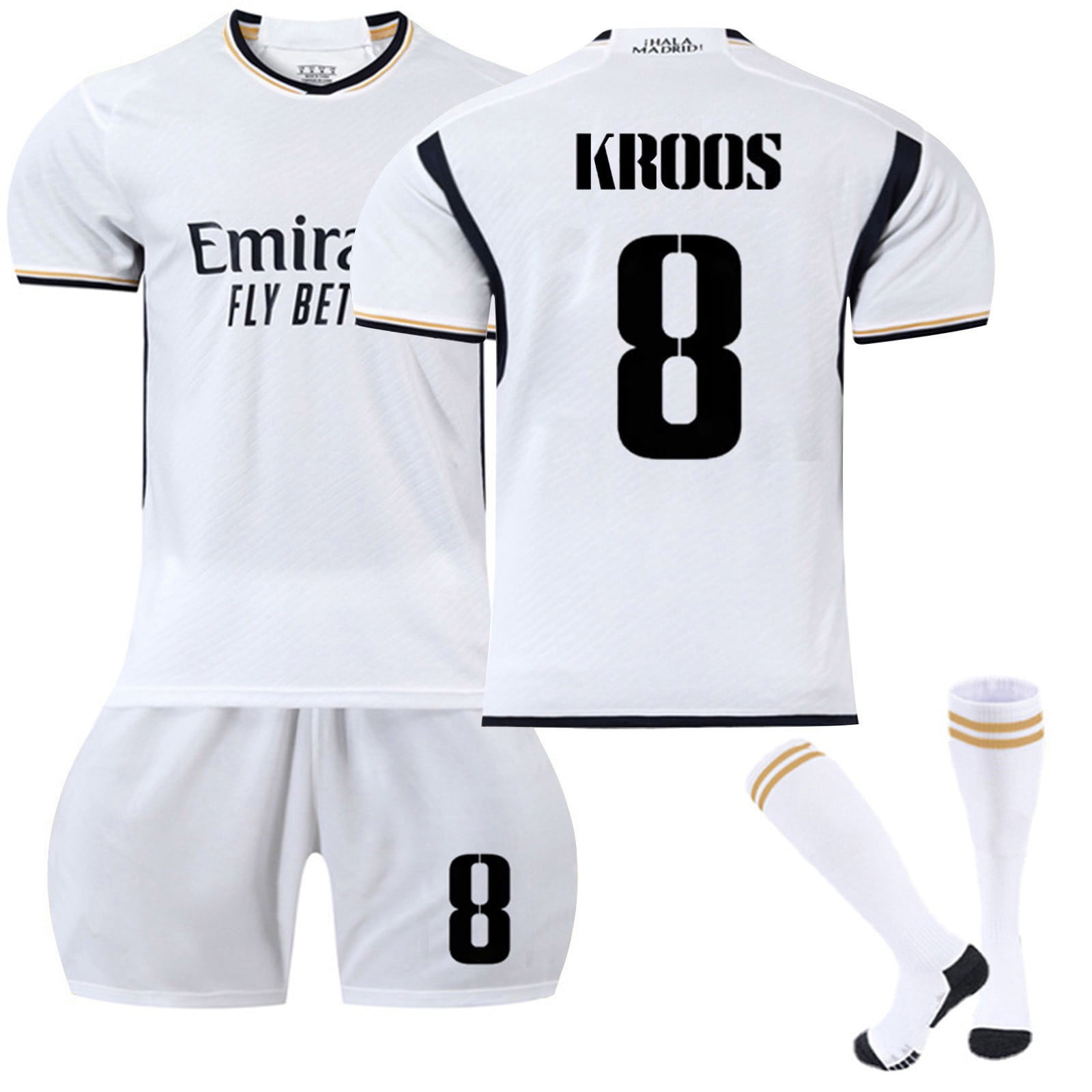 Weilan 23/24 Spanish FC Home Game White Soccer Jersey, #8 KROOS Spanish Soccer Jersey 3 Piece ...