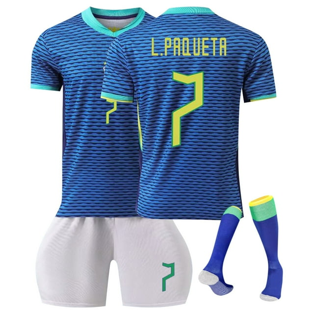 Weilan 2324 Brazil Away Game Short Sleeve Soccer Uniform, #7 LUCAS PAQUETA Brazil Fashion Soccer ...