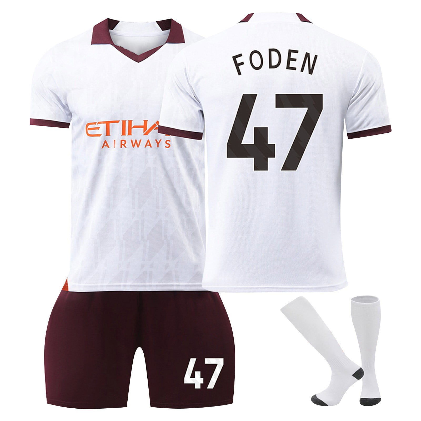 Weilan 2324 European FC Away Game Soccer Jersey, European #47 FODEN Soccer Jersey 3 Piece Set ...