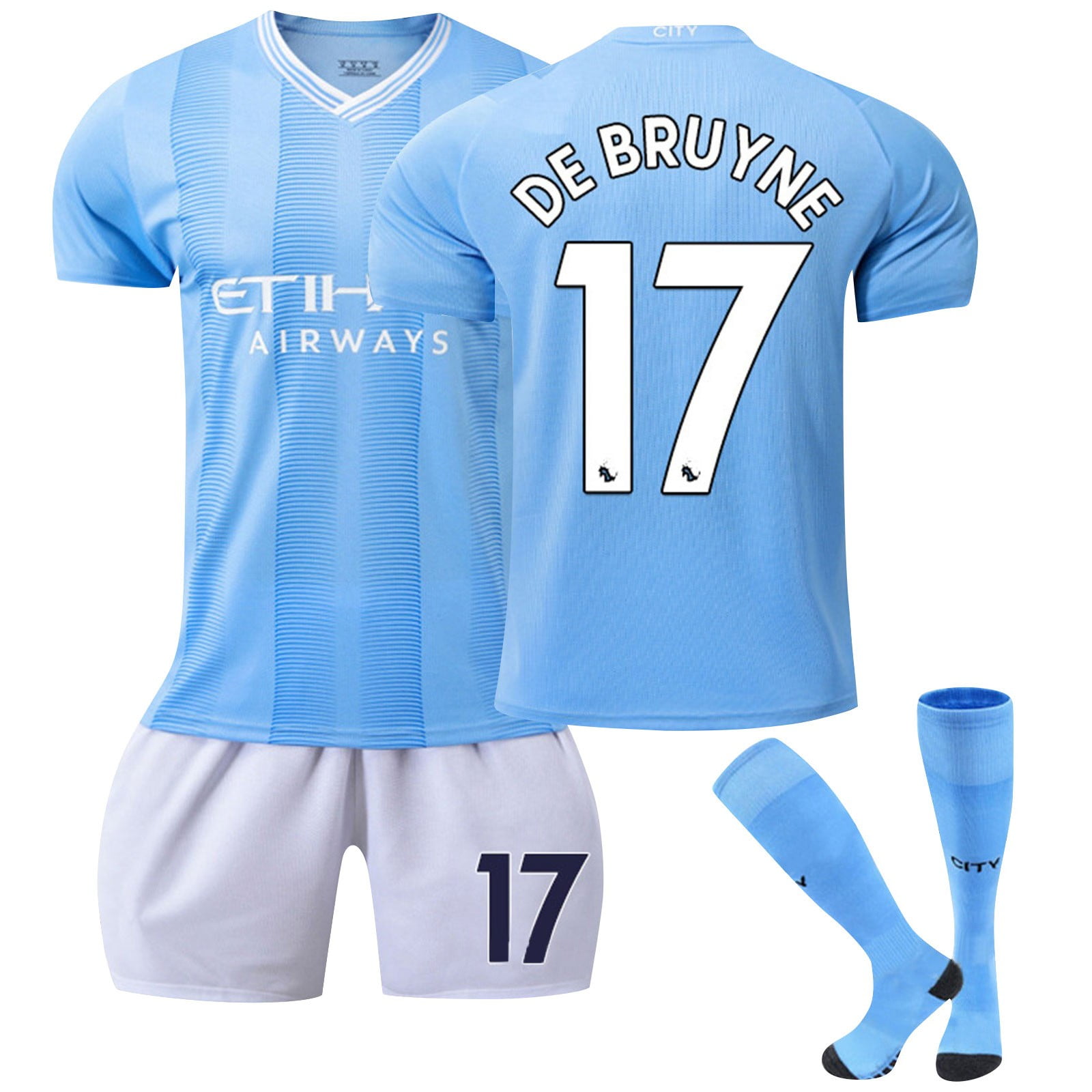 Weilan 2324 European FC Home Game Soccer Jersey, European #17 DE BRUYNE Soccer Jersey 3 Piece ...