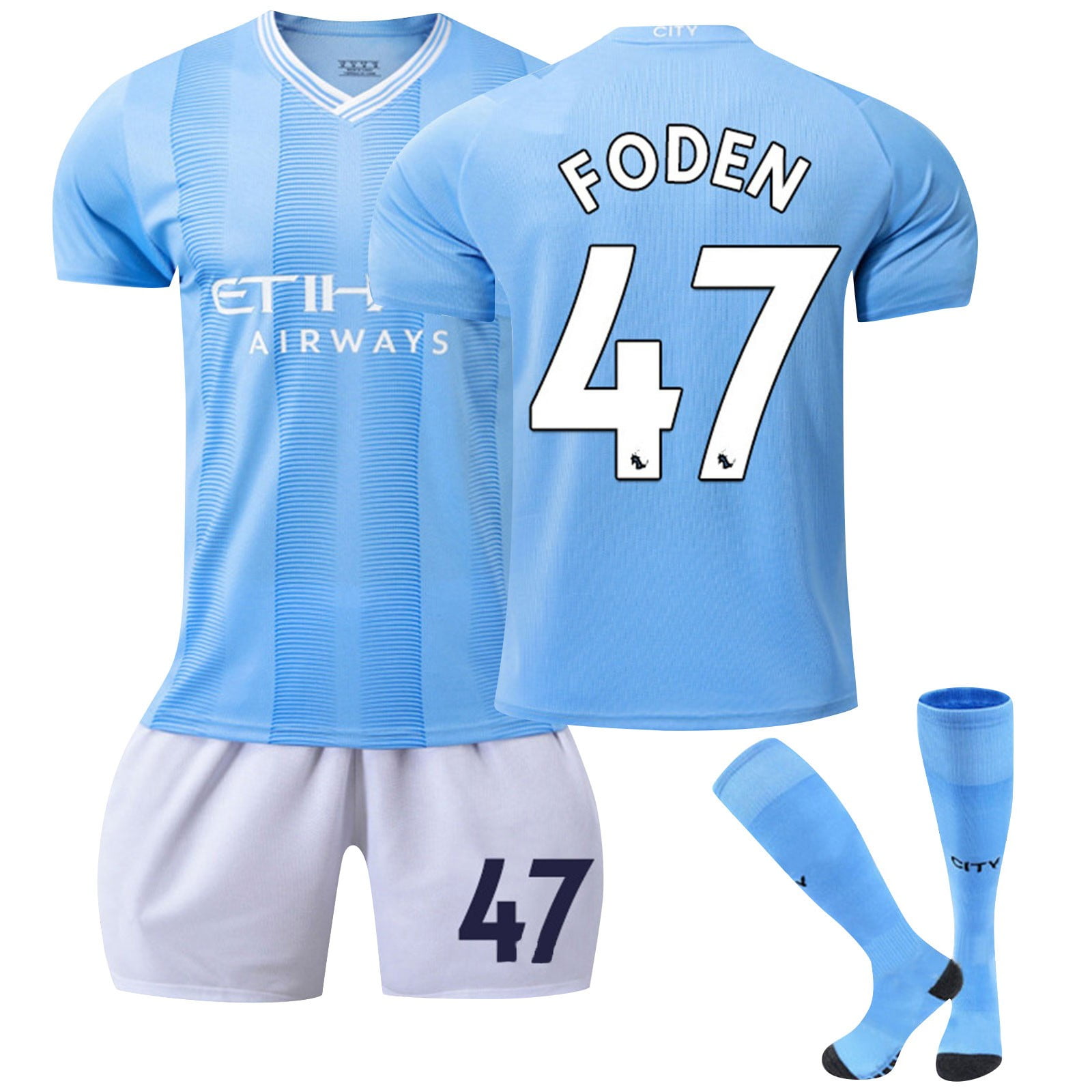 Weilan 2324 European FC Home Game Soccer Jersey, European #47 FODEN Soccer Jersey 3 Piece Set ...