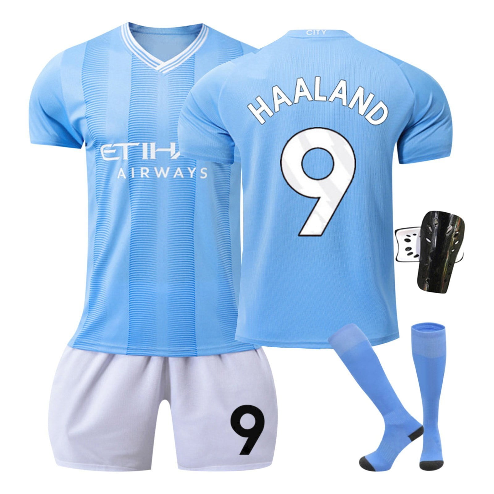 Weilan 2324 European FC Home Game Soccer Jersey, European #9 HAALAND Soccer Jersey 4 Piece Set ...