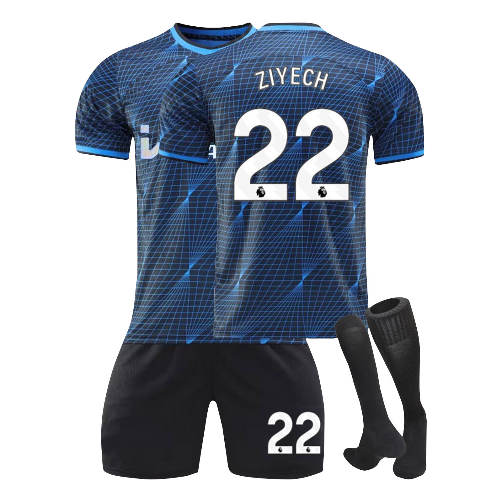 Weilan 2324 French Soccer League Away Game Jersey, Navy Blue #22 ZIYECH Short Sleeve Soccer ...