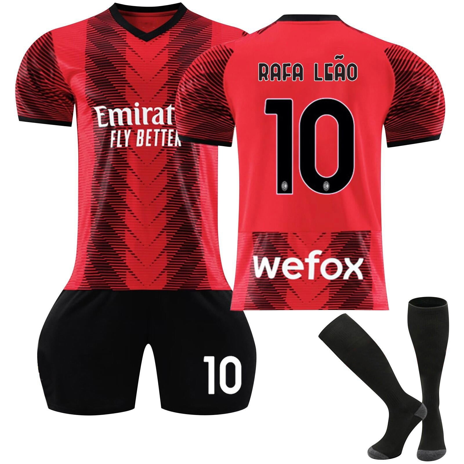 Weilan 2324 Italian Soccer Game Home Game Soccer Jersey, #10 RAFA LEAO Short Sleeve Dark Red ...