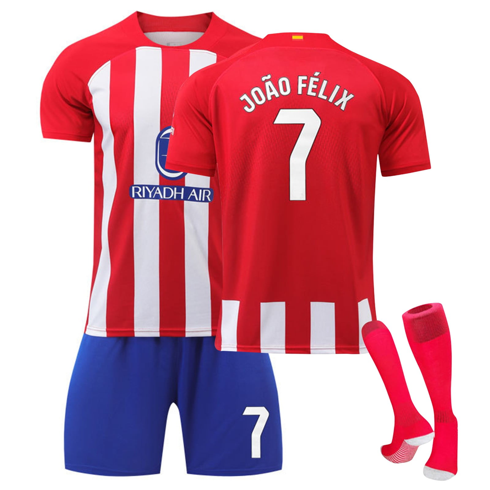 Weilan 2324 Spanish Soccer League Home Game Jersey, Lucky Red #7 JOAO FELIX Short Sleeve Soccer ...