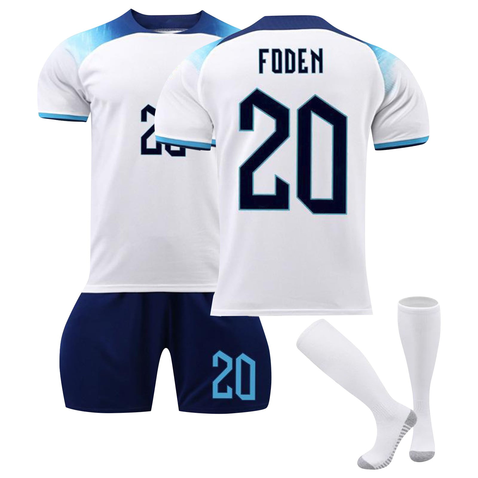 Weilan Wold Cup England National Team White Soccer Jersey, #20 FODEN Short Sleeve Round Collar ...
