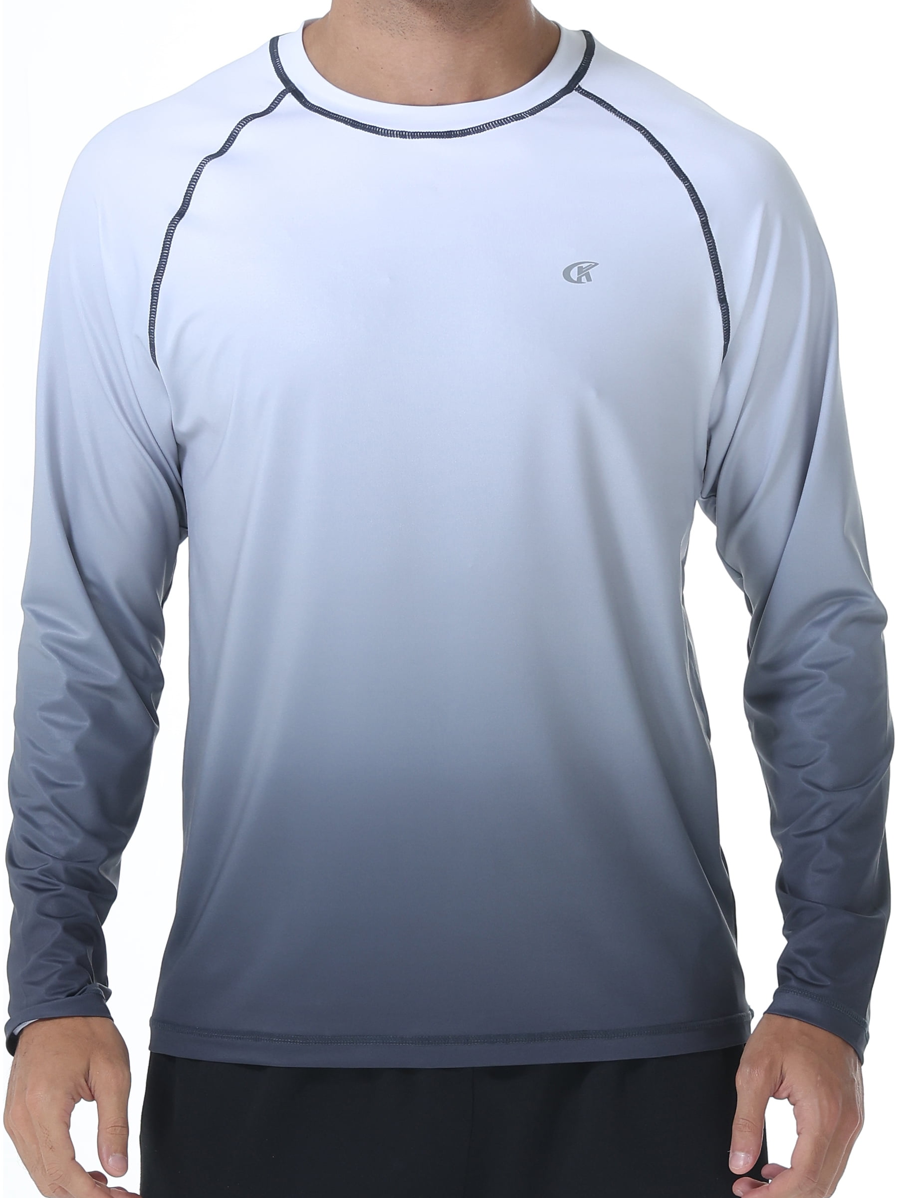 Pdbokew Men's Long Sleeve SPF Rash Guard, UPF 50+ UV Swimwear, Size 5XL, White/Gray - Walmart.com