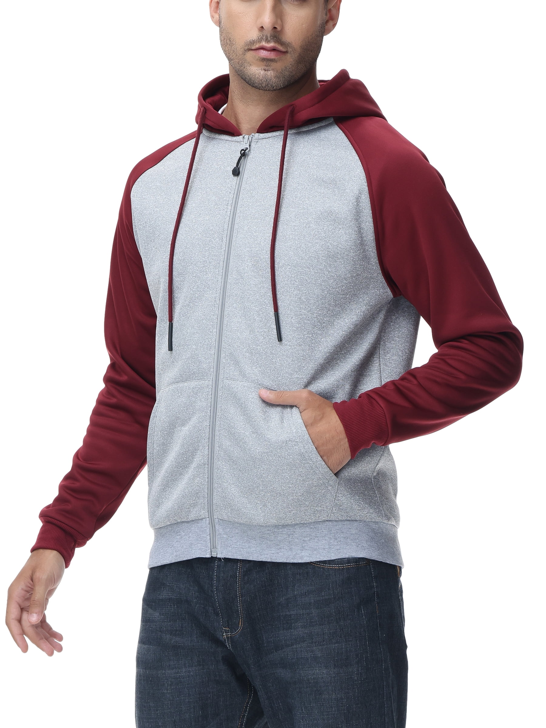 Weilanxin Men's Color Block Pullover Fleece Hoodie, Full Zip Jacket ...