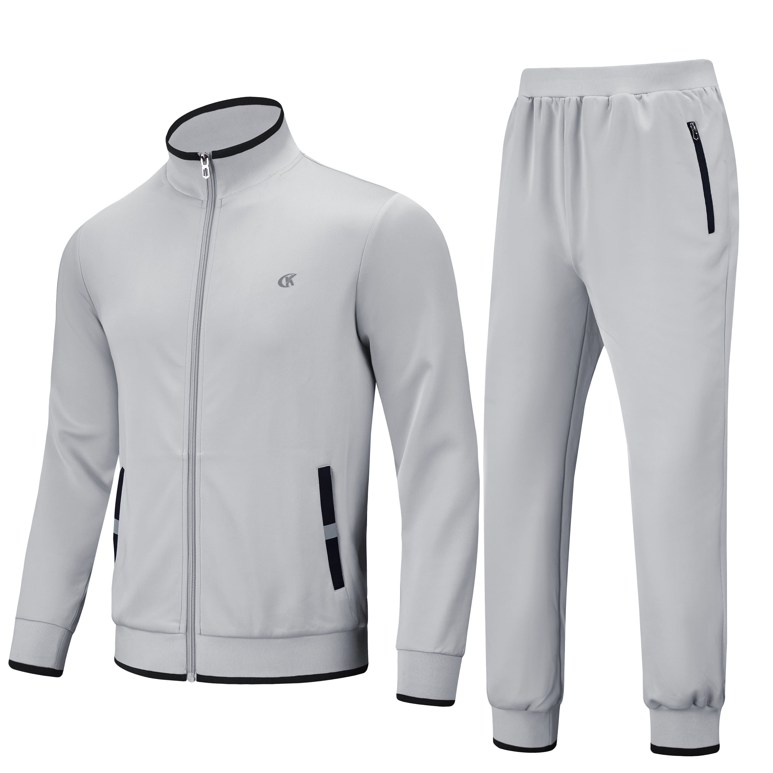 Weilanxin Men's Tracksuits 2 Piece Set, Dark Grey, 2XL, Lightweight Polyester, Full Zip, Jogging ...