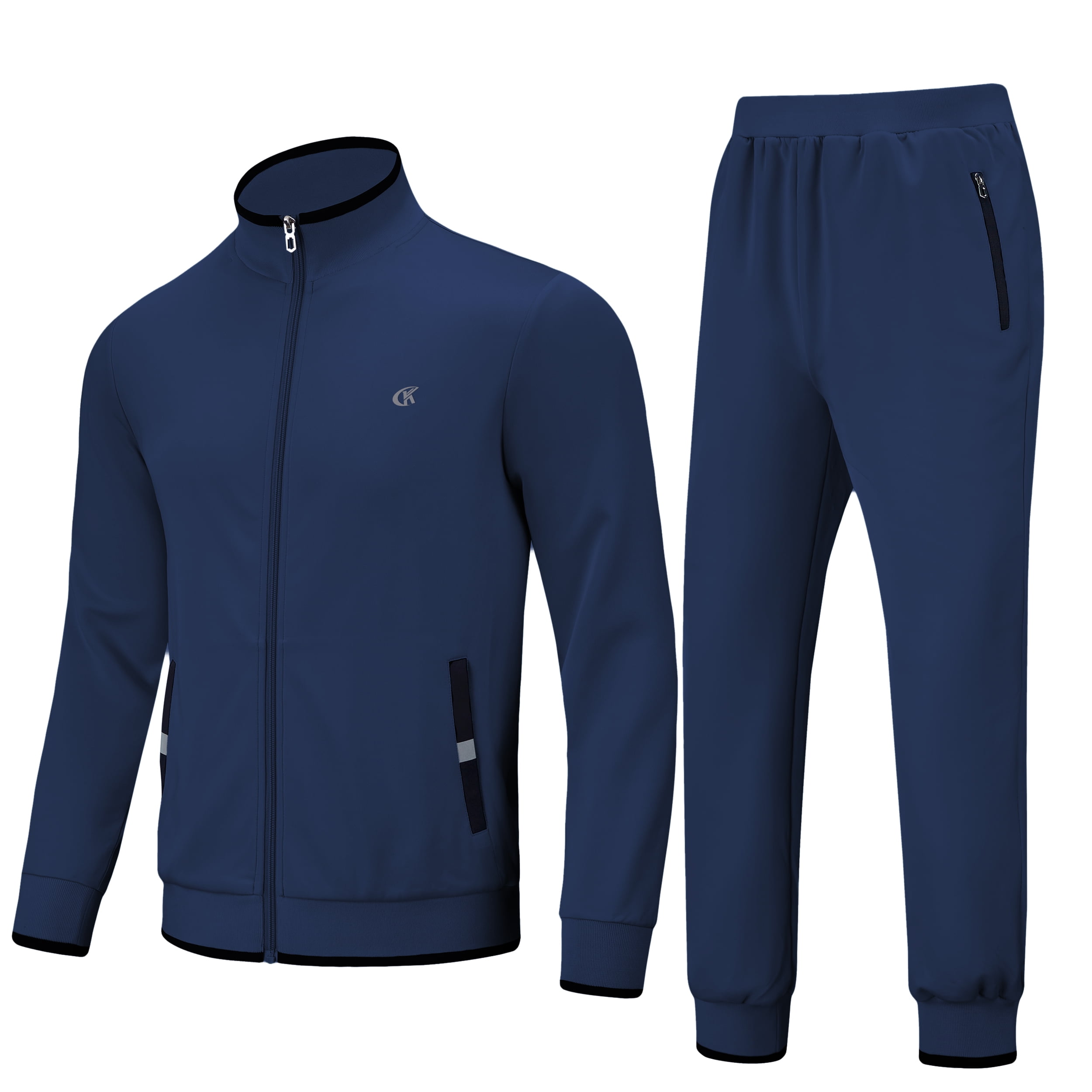 Weilanxin Men's Athletic Polyester Tracksuit, 2 Piece Jogging Set, Full ...