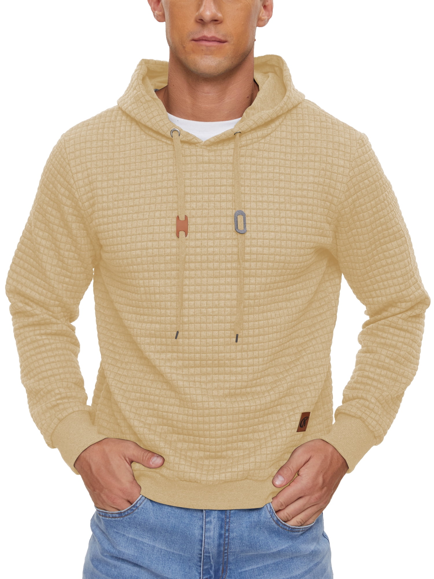 Weilanxin Mens Hooded Sweatshirt Casual Long Sleeve Drawstring Waffle ...