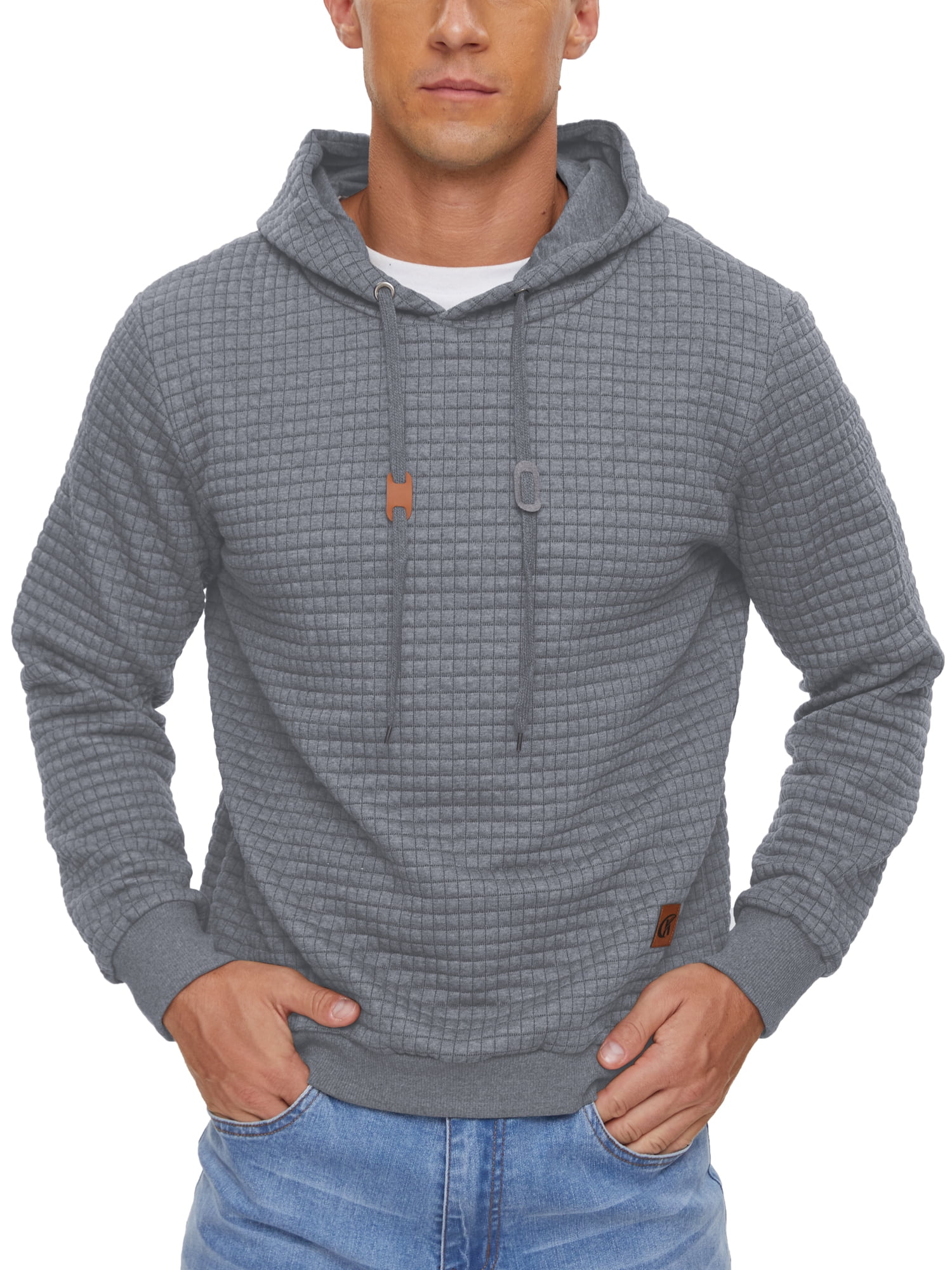 Weilanxin Mens Hooded Sweatshirt Casual Long Sleeve Drawstring Waffle ...