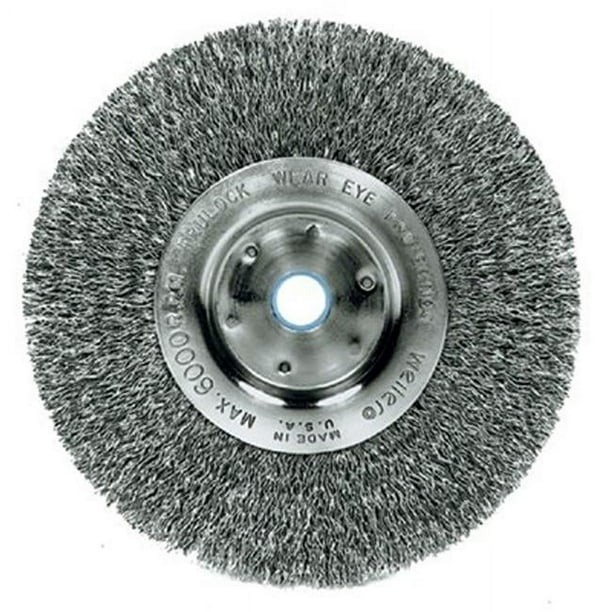 Weiler 01178 8" Narrow Face Crimped Wire Wheel, .014" Steel Fill, 3/4 ...