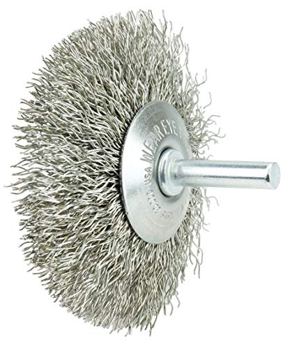 Weiler 17917 3" Stem-Mounted Concave Crimped Wire Wheel, .014" Steel ...