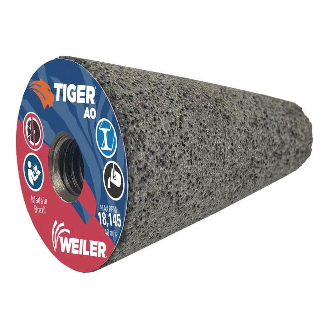 Weiler Tiger AO 2x3in Flat Tip Grinding Cone, 0.625-11 Arbor, A24-R T17 ...