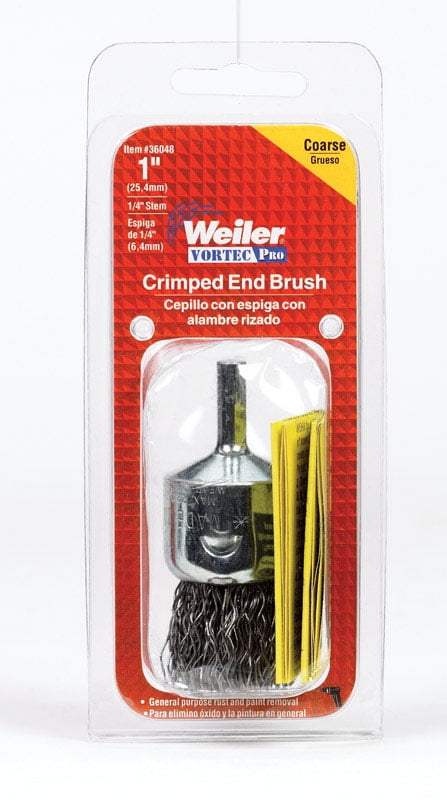 Weiler 36048 Coarse Grade Crimped Wire Wheel Brush, 1 in Dia, 0.014 in ...