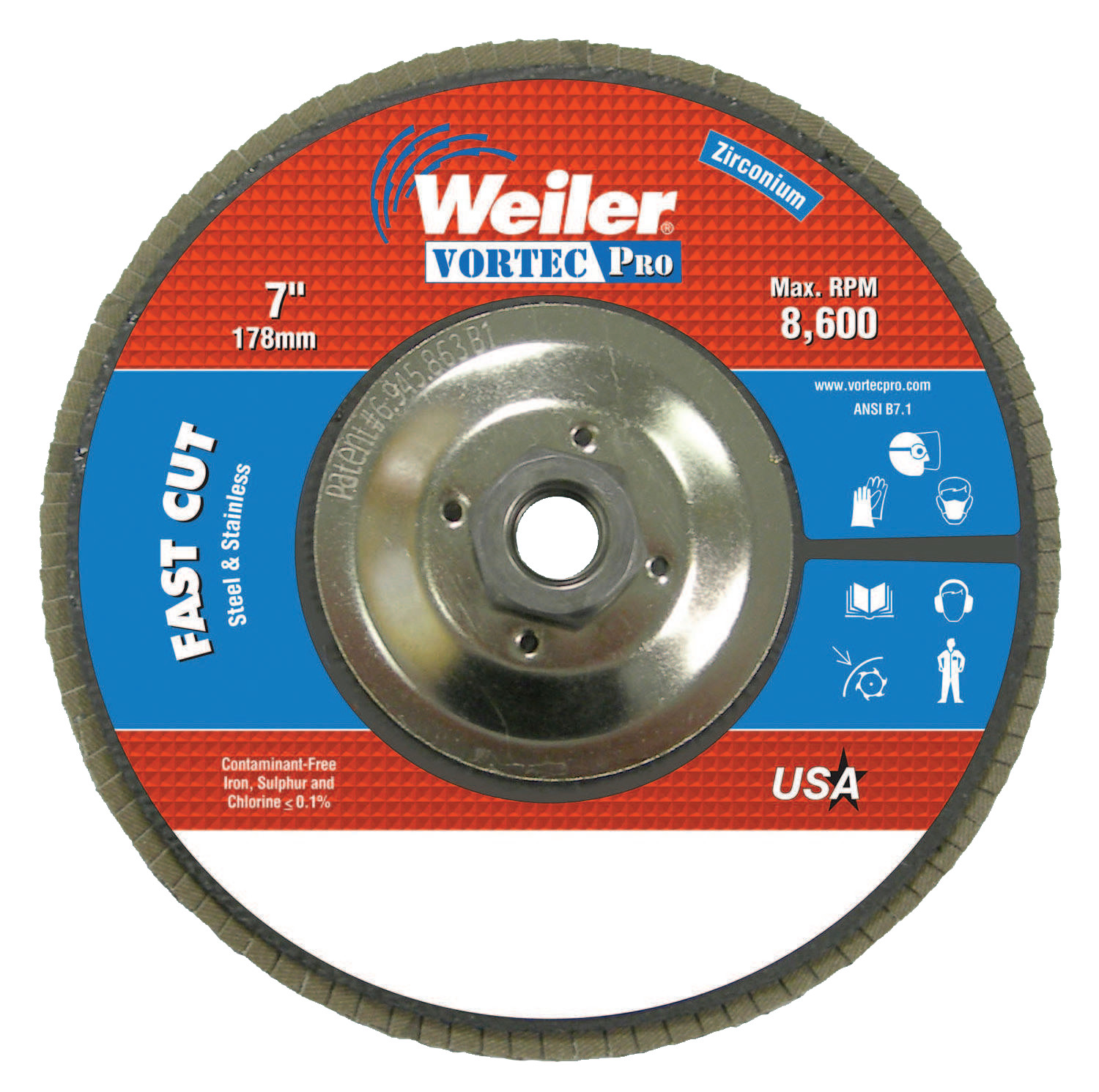 Weiler 7" Abrasive Flap Disc, Flat, Phenolic Backing - Walmart.com
