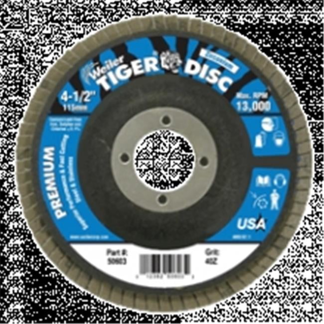Weiler 804-50565 Tiger Disc Angled Style Flap Discs, 4.5 in.,80 Grit ...