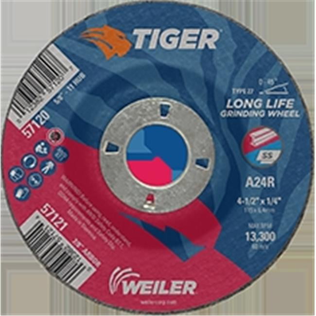 Weiler 804-57121 4.5 x 0.25 in. Tiger Type 27 Grinding Wheels - 0.87 in ...